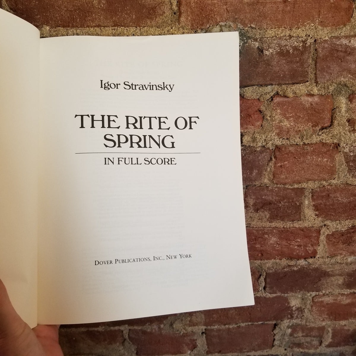 The Rite of Spring in Full Score - Igor Stravinsky 1989 Dover Publicat ...