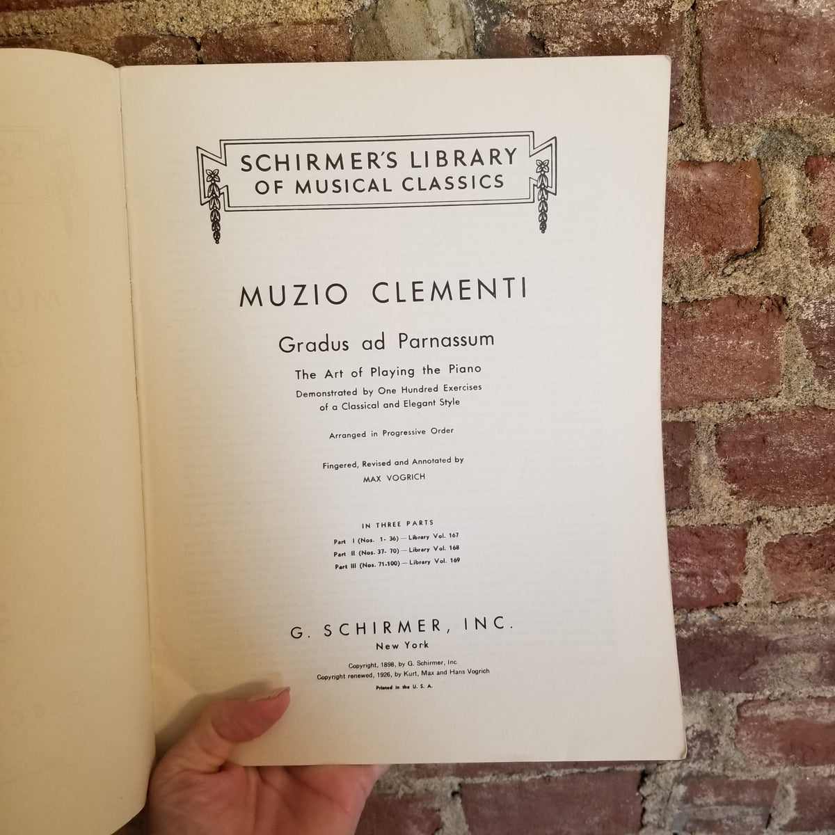 Schirmer's Library of Musical Classics Vol 167 Clementi Gradus ad Parn ...
