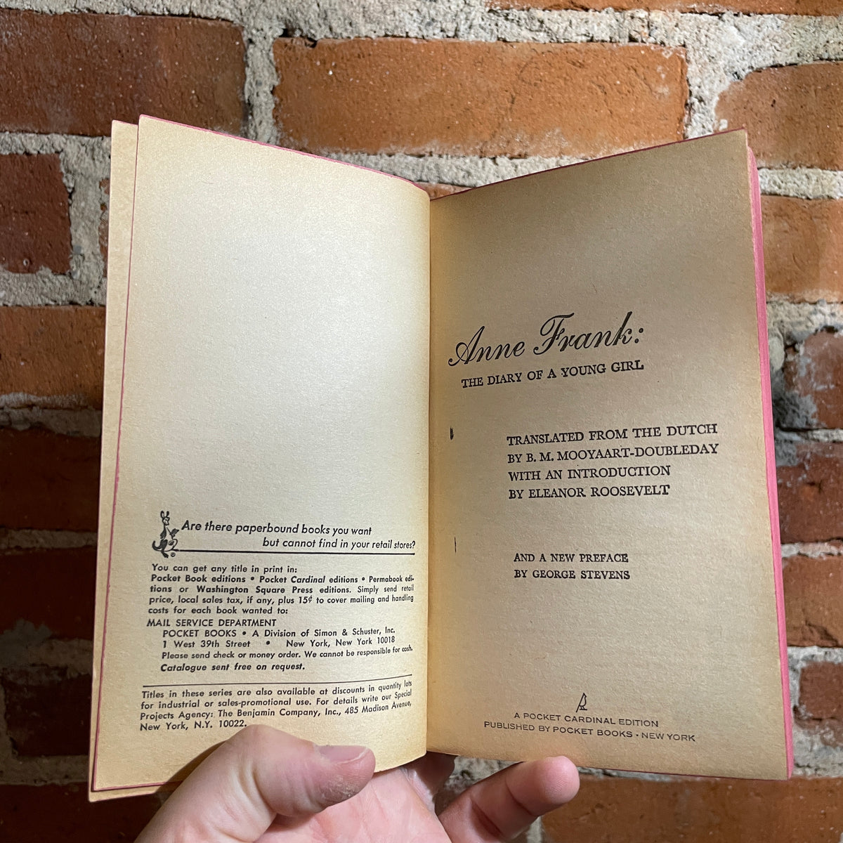 The Diary of a Young Girl - Anne Frank, Eleanor Roosevelt 1969 Pocket ...