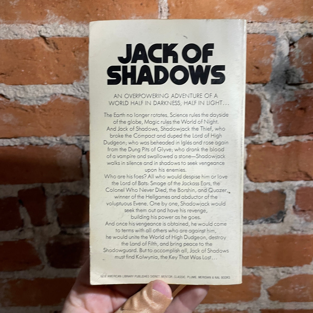 Jack of Shadows - Roger Zelazny - 1972 Signet Books Paperback - Bob Pe ...