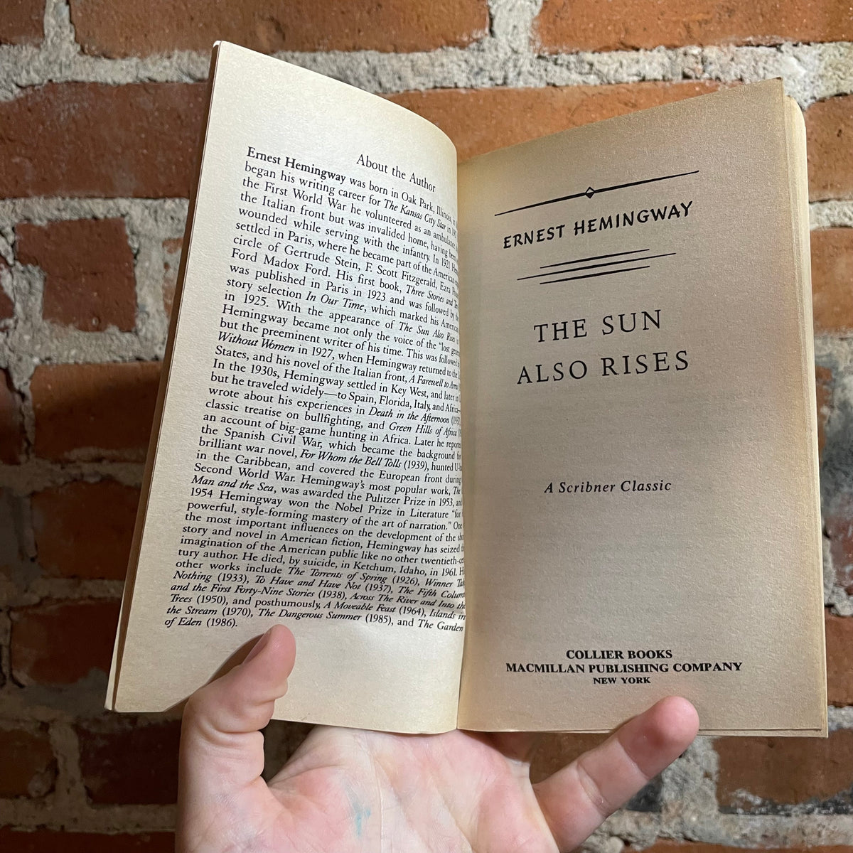 The Sun Also Rises - Ernest Hemingway 1986 Scribner Paperback Edition ...